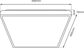 Stropní LED svítidlo Quadro, 1x LED 38w, 3000-6000k, g, s ovladačem