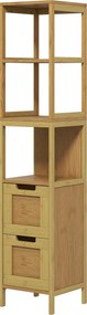 Kleankin Elegantní koupelnová sloupová skříňka 30L x 30W x 144H cm se 3 policemi a 2 zásuvkami z přírodního bambusu | Aosom