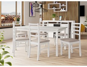 Rozkládací jídelní stůl se 6 židlemi AL02, Barva dřeva: bílá-L, Potah: Kronos 7