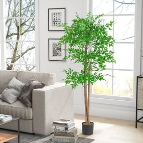 Costway 150 cm Umělá rostlina Bambus Umělý strom s květináčem Umělá rostlina