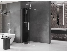 Mexen Velar, sprchová zástěna s posuvnými dveřmi Walk-in 110 x 200 cm, 8mm šedé sklo, bílá matná, 871-110-000-43-20