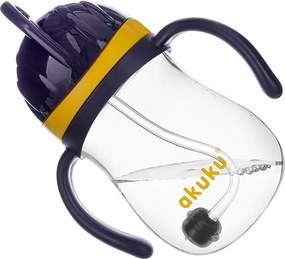 Kouzelná láhev s brčkem a závažím Akuku 280 ml žlutá