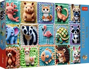 TREFL Puzzle Premium Plus Háčkovaná zvířátka / 1000 dílků / 68,3 x 48