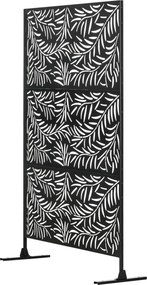 Outsunny Zábrana do pokoje 3-panelová 122 x 198 cm Ochranný panel s podstavcem s vzorem vrbového listu pro oddělení místností do zahrady, na terasu, …