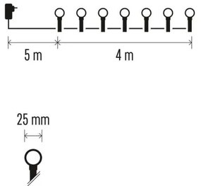 LED Vánoční venkovní řetěz 40xLED/9m IP44 studená bílá