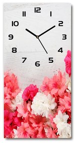 Wallmuralia Nástěnné hodiny Květiny na dřevě 30x60 cm