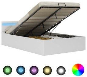 Rám postele LED s úložným prostorem bílý umělá kůže 140x200 cm 285549