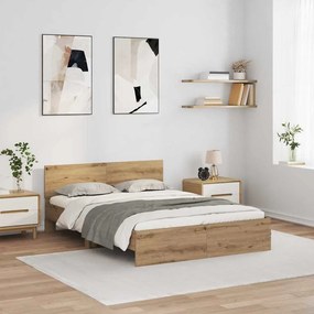 Rám postele s čelo Artisanový dub 140 x 190 cm Kompozitní dřevo 3403572