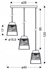 Lustr na lanku FRESNO 3xE27/60W/230V