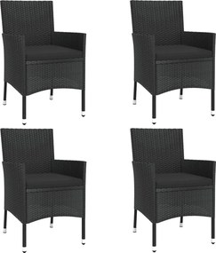 5dílný zahradní bistro set s poduškami černý polyratan 3187427