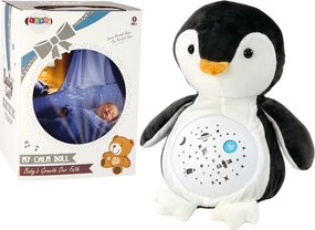 LEAN Toys Plyšový medvídek, který uspává – světla, zvuky, noční a denní režim – tučňák