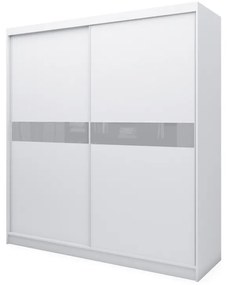Expedo Skříň s posuvnými dveřmi ALEXA + Tichý dojezd, bílá/šedé sklo, 200x216x61