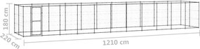 vidaXL Venkovní psí kotec pozinkovaná ocel 26,62 m² [3082302] Barva: Černá