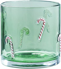 X-MAS Lucerna "Candy Cane" 10 cm - zelená