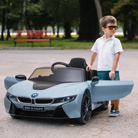 HOMCOM Elektrické auto pro děti 3-8 let 6V BMW I8 Coupe s dálkovým ovládáním, 2 dveřmi, světly a hudbou, elektrické auto z PP a kovu, 115x72,5x46 cm,