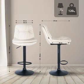 Barová židle Laurel umělá kůže černá konstrukce – bílá