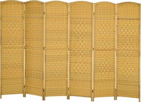 HOMCOM skládací dělící stěna se 6 panely 270x180 cm Záclona pro zajištění soukromí do kanceláře nebo ložnice v přírodním dřevě