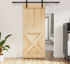 vidaXL Posuvné dveře s kováním 85 x 210 cm masivní borové dřevo [3202981]