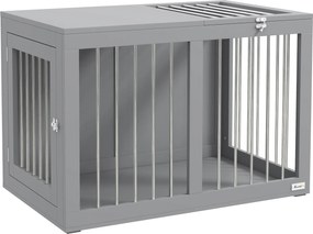 PawHut Psí Kotec Nábytek se 2 Dveřmi Ocelový Psí Kotec pro Domácnost Vnitřní Psí Dům pro Střední Psy do 20 kg Noční Stolek Psí Kotec 80 x 50 x 56,5 cm