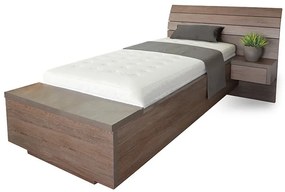 Ahorn Salina box u nohou jednolůžková postel s úložným prostorem Dekor: Dub bílý, Rozměr: 100 x 200 cm, Noční stolek: Police pravá