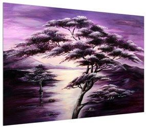 Fialový obraz stromu (100x70 cm)