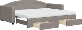 Válenda s přistýlkou a zásuvkami taupe 90 x 200 cm textil 3197245