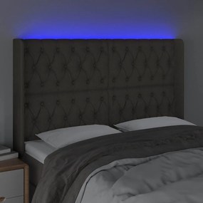 Čelo postele s LED taupe 147 x 16 x 118/128 cm textil 3124386