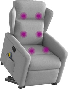 Elektrické zvedací masážní polohovací křeslo obláčkově šedé 3303173