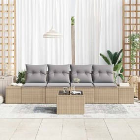 Set pohovek 5 ks Béžová a Světle šedá polyratan 3346930