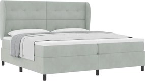 Postel s boxspringem s čelo Světle šedá 200 x 200 cm samet 3340946