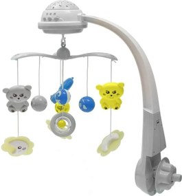 Kolotoč nad postýlku se světelným projektorem Baby Mix šedý
