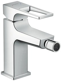 Hansgrohe Metropol, bidetová baterie s třmenovou pákou a odtokovou soupravou Push-Open, chromová, HAN-74520000