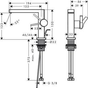 Hansgrohe Tecturis Umyvadlová baterie, CoolStart, s výpustí-táhlo, matná černá 73023670