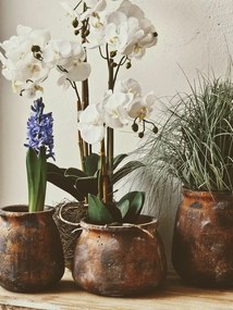 Hnědo-zlatá dekorativní teracotová váza/květináč Tera - Ø 21*16 cm