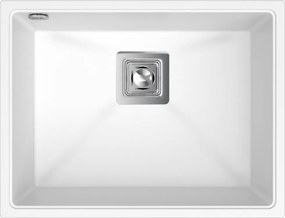 Sink Quality Argon 60, kuchyňský granitový dřez 550x420x225 mm + chromový sifon, bílá, SKQ-ARG.W.1KBO.60.X