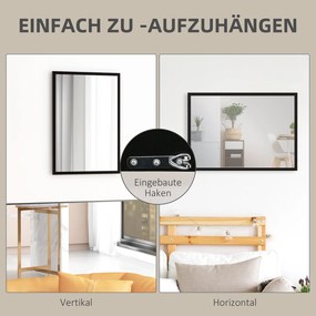 HOMCOM Obdélníkové zrcadlo - Zrcadlo do koupelny 50x70 cm - Dekorativní nástěnné zrcadlo do obývacího pokoje, předsíně, chodby - Horizontální nebo ve…