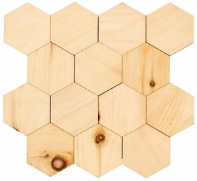 VZOREK - Dřevěný obklad, HEXAGON, BOROVICE, broušený, olejovaný - ROZMĚR VZORKU: 150 x 150 mm