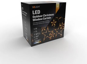 Solight LED venkovní vánoční závěs, hvězdy, šíře 3m, 123LED, IP44, 3xAA, teplá bílá