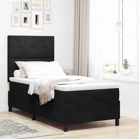Postel s boxspringem s čelo Černý 100 x 200 cm samet 3339814
