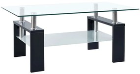 Konferenční stolek černý a průhledný 95x55x40 cm tvrzené sklo - Default Title