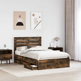 Rám postele s čelo Kouřový dub 135 x 190 cm Inženýrské dřevo 3411512