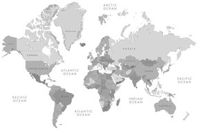 Obraz na korku černobílá mapa světa ve vintage vzhledu