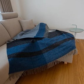 Vlněná deka Egea 9 - modrá a šedá kostka