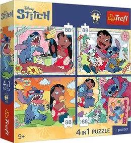 TREFL Puzzle Premium Lilo  Stitch 4v1 / 4x88 dílků / 28,5 x 20,5 cm /
