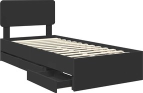 Rám postele se zásuvkou Černý 100 x 200 cm Dřevěný materiál 3412214