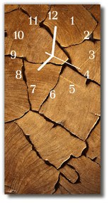 Skleněné hodiny vertikální Hnědý vzor dřeva