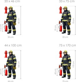 Hasič samolepka na zeď arch 20 x 46 cm