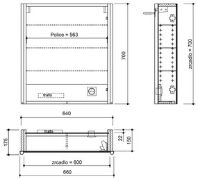 Sapho, ALIX galerka s LED osvětlením 66x70x17,5cm, levá/pravá, bílá, AX166-0030