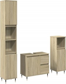 3dílný set koupelnového nábytku dub sonoma kompozitní dřevo 3307676