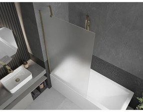 Mexen Next, vanová zástěna 1-křídlová 100 x 150 cm, fixní křídlo, 6 mm námraza sklo, zlatý profil, 895-100-000-00-30-50